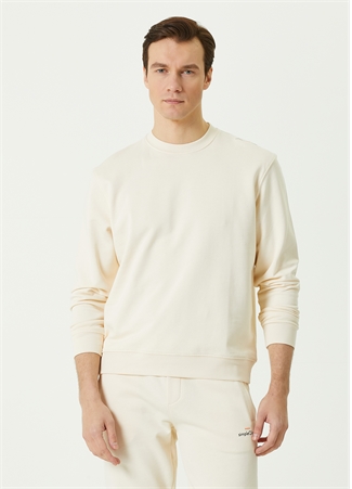 SimpleQloth Erkek Ekru Oversize Organik Pamuk Sweatshirt Bej S EU SimpleQloth Erkek Ekru Oversize Organik Pamuk Sweatshirt Bej S EU