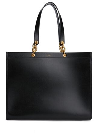 Kadın Siyah Logolu Deri Omuz Çantası EU