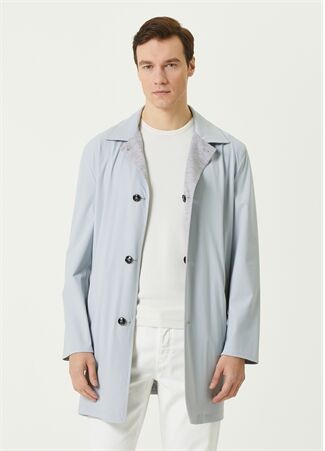 Kiton Erkek Gri Mavi Çift Taraflı Pardösü 50 IT