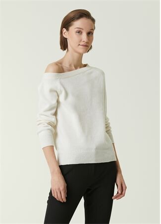 Beymen Collection Kadın Ekru Asimetrik Yün Kazak Beyaz S Beymen Collection Kadın Ekru Asimetrik Yün Kazak Beyaz S