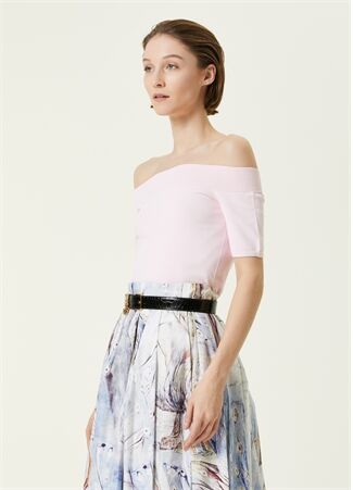 Alexander McQueen Kadın Pembe Düşük Omuzlu Kısa Kol Triko S EU