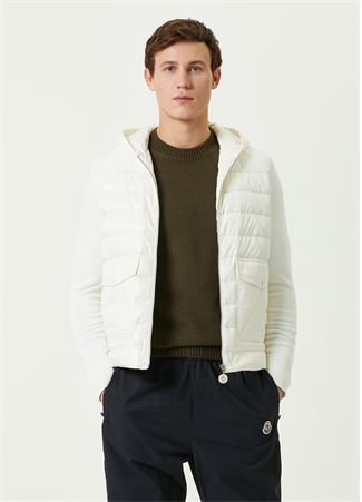 Moncler Erkek Beyaz Kapüşonlu Triko Garnili Mont L EU Moncler Erkek Beyaz Kapüşonlu Triko Garnili Mont L EU