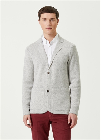 Luciano Barbera Erkek Gri Desenli Kaşmir Triko Ceket 50 IT Luciano Barbera Erkek Gri Desenli Kaşmir Triko Ceket 50 IT