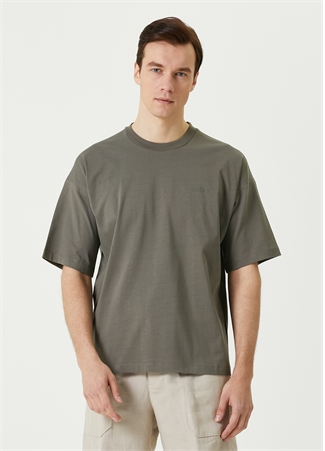 Z Zegna Erkek Haki Logo Detaylı T-shirt Yeşil S Eu