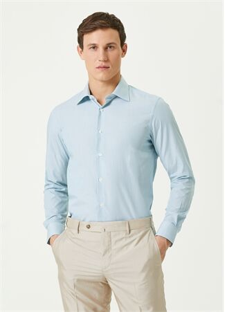 Pal Zileri Erkek Yeşil Çizgi Desenli Gömlek 40 IT