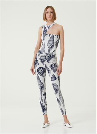 Stella McCartney Kadın Mavi Beyaz Desenli Tayt 42 IT Stella McCartney Kadın Mavi Beyaz Desenli Tayt 42 IT
