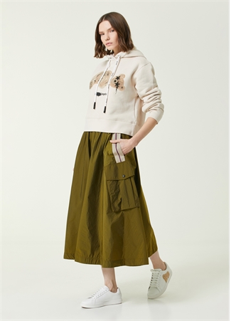 Palm Angels Kadın Haki Logo Bantlı Şeritli Midi Etek 38 IT Palm Angels Kadın Haki Logo Bantlı Şeritli Midi Etek 38 IT