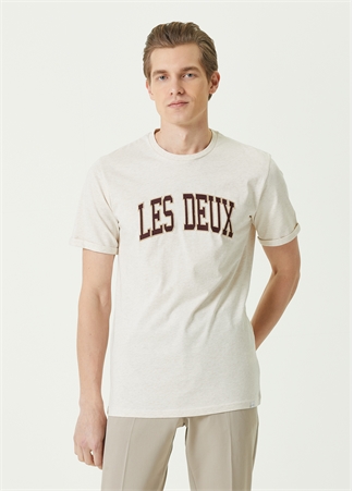 Les Deux Erkek Ekru Logolu T-shirt Bej S EU Les Deux Erkek Ekru Logolu T-shirt Bej S EU