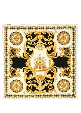 Versace Kadın Gold Siyah Desenli İpek Eşarp EU