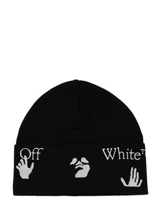 Off-White Erkek Siyah Logo Nakışlı Bere EU