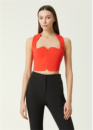 Versace Kadın Cady Kırmızı Crop Bluz 38 IT Versace Kadın Cady Kırmızı Crop Bluz 38 IT