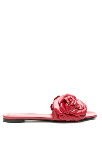 Valentino Garavani Kadın Rose Edition Vişne Deri Terlik Bordo 38 EU Valentino Garavani Kadın Rose Edition Vişne Deri Terlik Bordo 38 EU