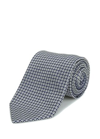 Beymen Collection Erkek Lacivert Desenli İpek Kravat EU IT