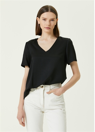 Beymen Club Kadın Siyah V Yaka Basic T-shirt XS EU