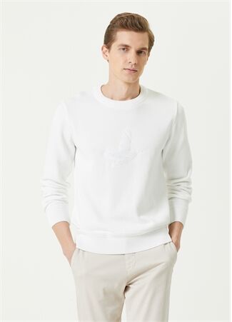 Beymen Club Erkek Beyaz Karalama Kuş Nakışlı Kazak S