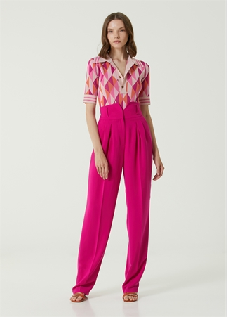 Dodo Bar Or Kadın Pembe Geometrik Desenli Triko 42 IT Dodo Bar Or Kadın Pembe Geometrik Desenli Triko 42 IT