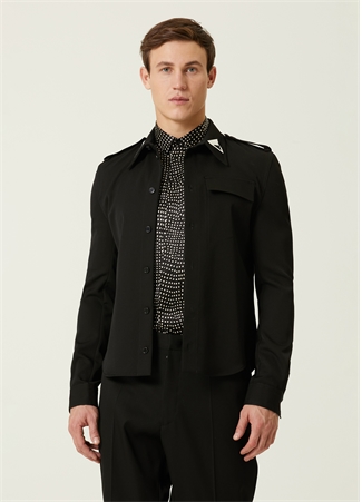 Bottega Veneta Erkek Regular Fit Siyah Yün Gömlek 46 IT