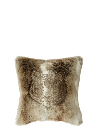 Mxhome Kahverengi Aslan Nakışlı 50x50 Dekoratif Yastık