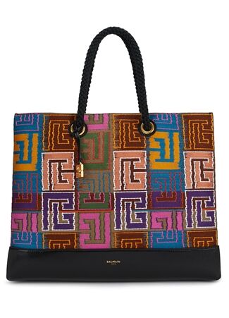 Balmain Kadın Siyah Patchwork Desenli Omuz Çantası EU