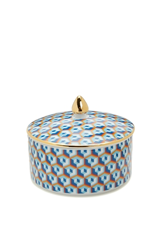 La Doublej Goodie Geometrik Desenli Porselen Dekoratif Kutu Çok Renkli
