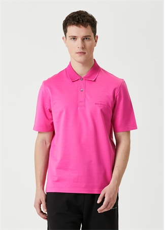 Salvatore Ferragamo Erkek Pembe Polo Yaka Logolu T-shirt S EU