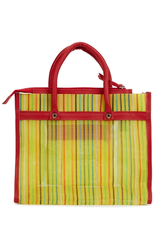 Tepito Bags Kadın Sarı Çizgili Alışveriş Çantası Kırmızı EU