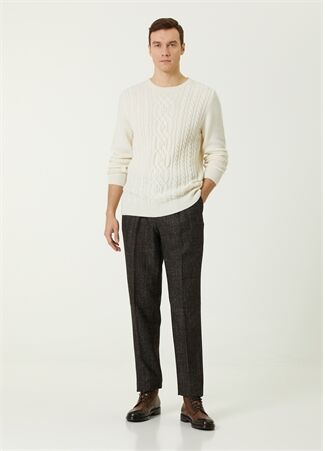 Pal Zileri Erkek Bordo Kazayağı Desenli Pili Detaylı Pantolon 48 IT