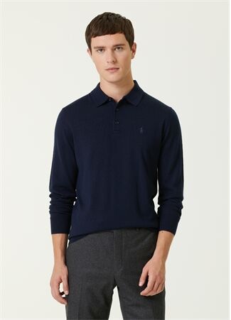 Polo Ralph Lauren Erkek Lacivert Yaka Yün Kazak S EU