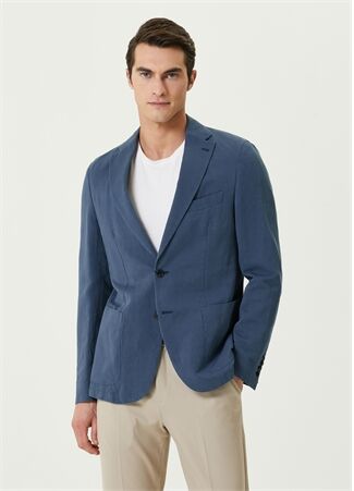 Pal Zileri Erkek Lacivert Keten Ceket 48 IT