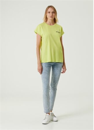 Balmain Kadın Sarı Logolu T-shirt L EU