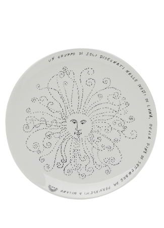 Fornasetti Solitario Siyah Beyaz Dekoratif Porselen Tabak Fornasetti Solitario Siyah Beyaz Dekoratif Porselen Tabak