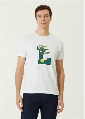 Lacoste Erkek Regular Fit Beyaz Baskılı T-shirt S EU