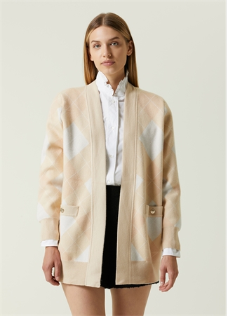 Sandro Kadın Bej Baklava Jakarlı Yün Hırka Kahverengi 0 US