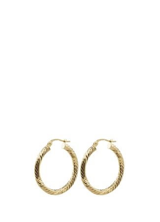 Collection Kadın Lazer Kesim Altın Rengi Halka Küpe EU