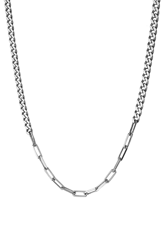 Kayra Khan Erkek Double Style Chain Gümüş Rengi Kolye Gri EU Kayra Khan Erkek Double Style Chain Gümüş Rengi Kolye Gri EU