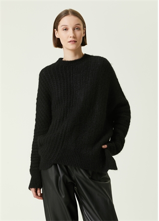 Allsaints Kadın Selena Siyah Asimetrik Kazak L EU