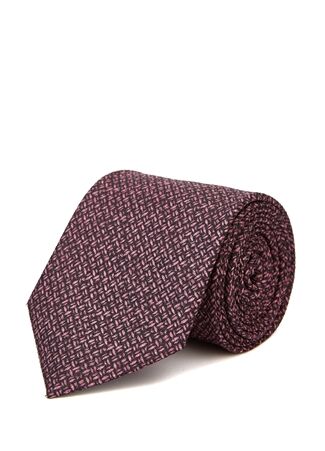 Pal Zileri Erkek Bordo Mikro Desenli İpek Kravat EU