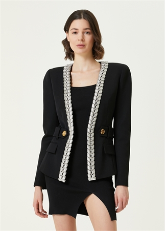 Balmain Kadın Siyah Silver Zincir Şerit Detaylı Yün Ceket 36 Fr Balmain Kadın Siyah Silver Zincir Şerit Detaylı Yün Ceket 36 Fr