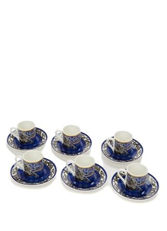 Martius 6li Desenli Fincan Seti Lacivert