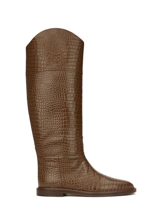 Fendi Kadın Kahverengi Logo Detaylı Deri Çizme 36 EU