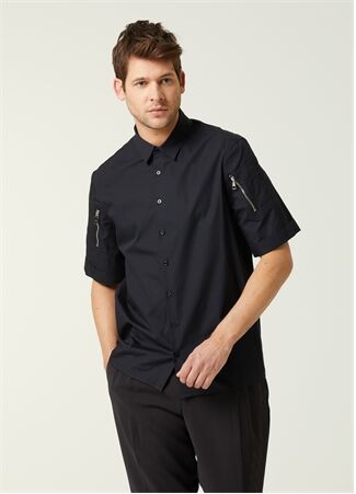 Neil Barrett Erkek Siyah Polo Yaka Gömlek L EU