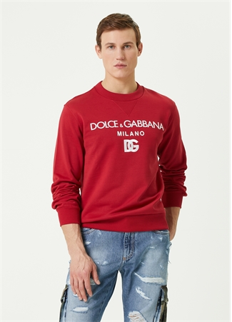 Dolce&Gabbana Erkek Kırmızı Logolu Sweatshirt 44 IT Dolce&Gabbana Erkek Kırmızı Logolu Sweatshirt 44 IT