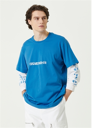 Givenchy Erkek Mavi Logolu Palmiye Desenli Uzun Kollu T-shirt S Eu Givenchy Erkek Mavi Logolu Palmiye Desenli Uzun Kollu T-shirt S Eu