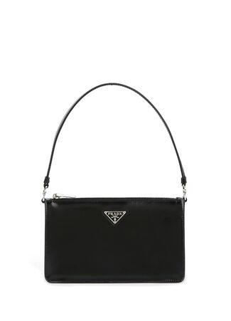 Prada Kadın Siyah Logolu Deri El Çantası EU