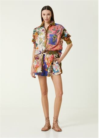 Zimmermann Kadın Colorblock Çiçekli Keten Şort Yeşil 0 US Zimmermann Kadın Colorblock Çiçekli Keten Şort Yeşil 0 US