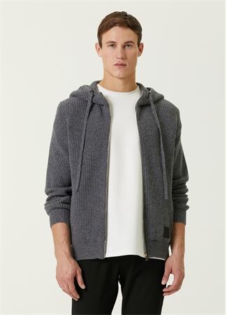 Paul Smith Erkek Gri Kapüşonlu Yün Triko Hırka M EU