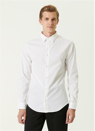 Emporio Armani Erkek Beyaz İngiliz Yaka Gömlek L EU