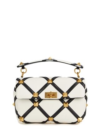 Valentino Garavani Kadın Beyaz Siyah Deri Çanta EU