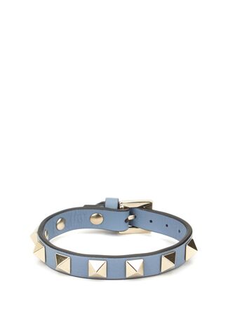 Valentino Garavani Kadın Rockstud Mavi Deri Bileklik EU
