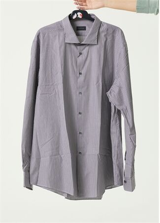 Pal Zileri Erkek Bordo Çizgi Desenli Gömlek 37 IT